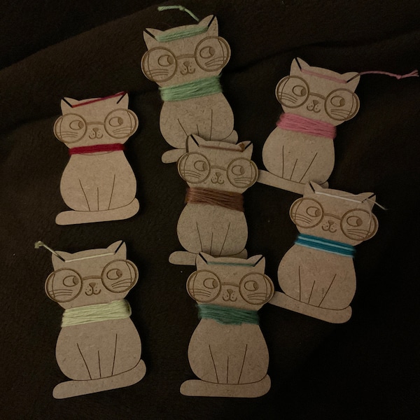 Nerdy Cat Bobbins (set of 12) Thread Holders Floss Organiser Cross ...