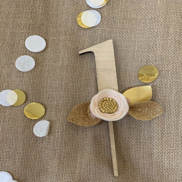 Number 1 Cake Topper 4"h Inches, One Cake Topper, First Birthday Topper ...