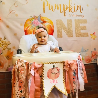 Floral Pumpkin 1st Birthday High Chair Banner, Pumpkin Patch, Autumn ...