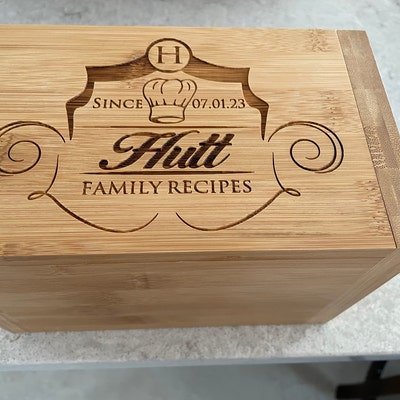 Personalized Wood Recipe Box, Engraved Recipe Box, Custom Wood Recipe ...