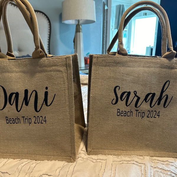 Personalized Burlap Beach Bag: Girls Trip Gift Tote - Etsy