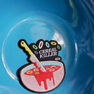 Metallic Cereal Killer Iron-on Patch for Jackets, Large Serial Killer ...