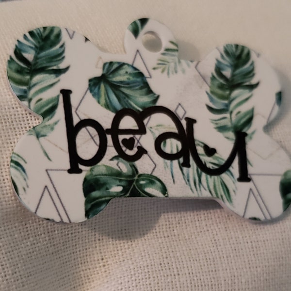 Hipster Palm Dog Tag Double Sided - Cactus - Spring Customized Dog ID ...