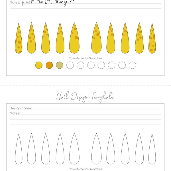 Instant Download - Printable Almond Shaped Nail Design & Practice ...