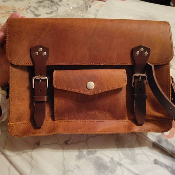 Personalized Leather Satchel Bag, Handmade Top Grain Leather - Etsy