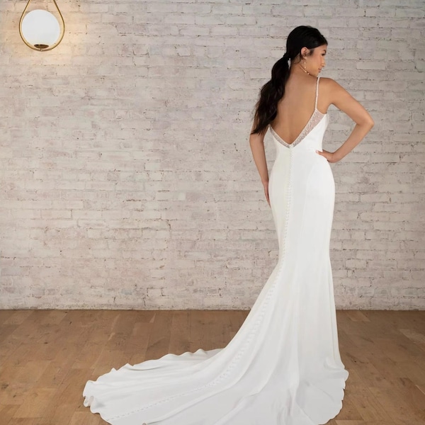 Simple Wedding Dress Boho Low Back Dress A Line Bridal Gown Chiffon ...