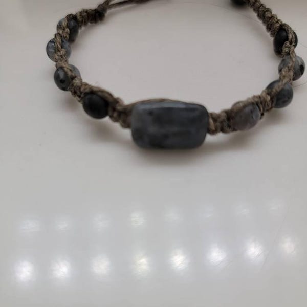 7 1/8" - 7 1/4" - Selenite Desert Rose Hemp Bracelet - Handmade Crystal ...