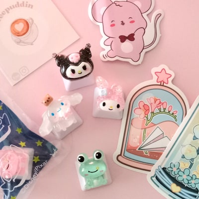 Cartoon Keycap Kawaii Mechanical Keyboard Pink Keycap 3D Keycaps Pink ...