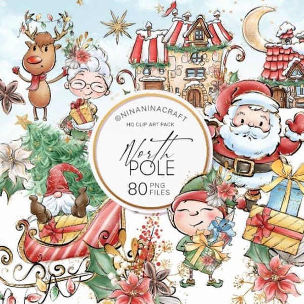 Santa Claus Digital Papers, Christmas Elf and Reindeer Seamless ...