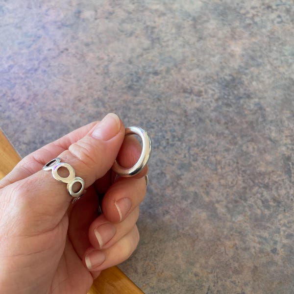 Solid Sterling Silver Ring, Square Ring, Geometric Ring, Chunky Silver Ring, 14mm Wide Band ...