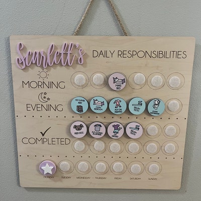 Personalized Childs Chore Chart With Pictures, Daily Toddler Routine ...