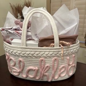 Personalized Name Basket With Flower Monogrammed Basket - Etsy
