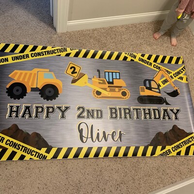 Construction Birthday Banner, Construction Party Decorations ...