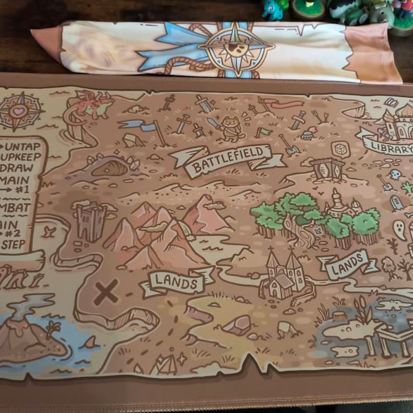 Treasure Map Playmat With Phases and Zones // Deskmat and Mousepad ...