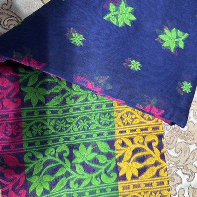 Pure Linen Hand Loom handwork Saree for Indian Ethnic Women - Etsy