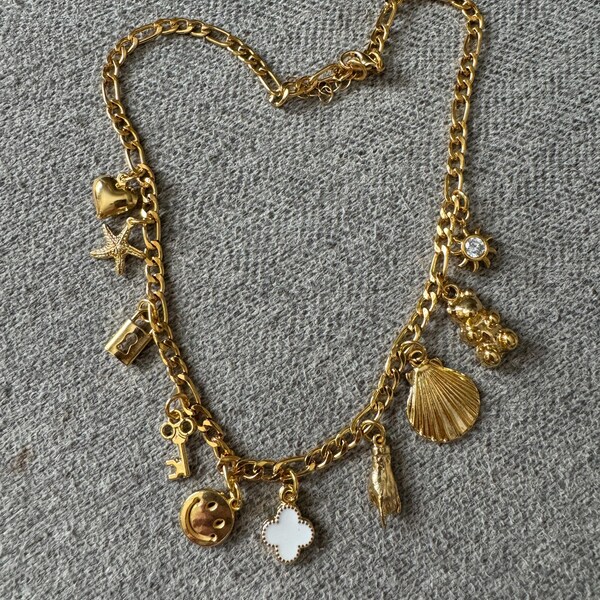 Vintage Inspired Personalized Gold Charm Necklace,gold Plated and Raw ...