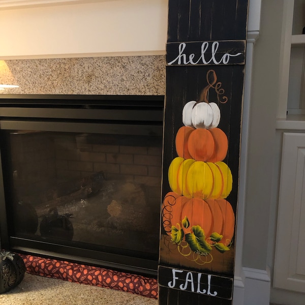 Stacked Pumpkins Handpainted Distressed Wood Shutter, Three Color ...