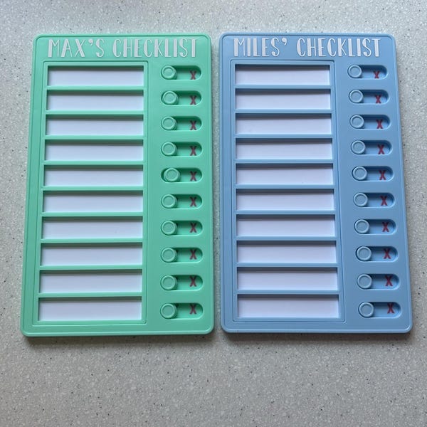 Daily to Do List for Kids in Blue, Sliding Tick List, Personalised ...