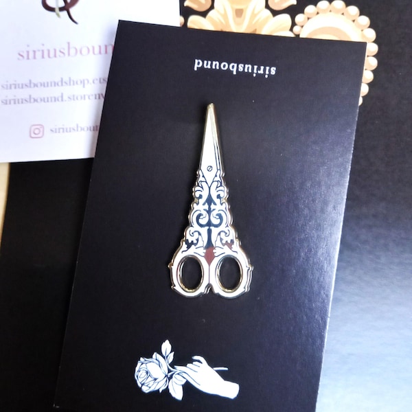 Victorian Mourning Scissors Enamel Pin - Etsy