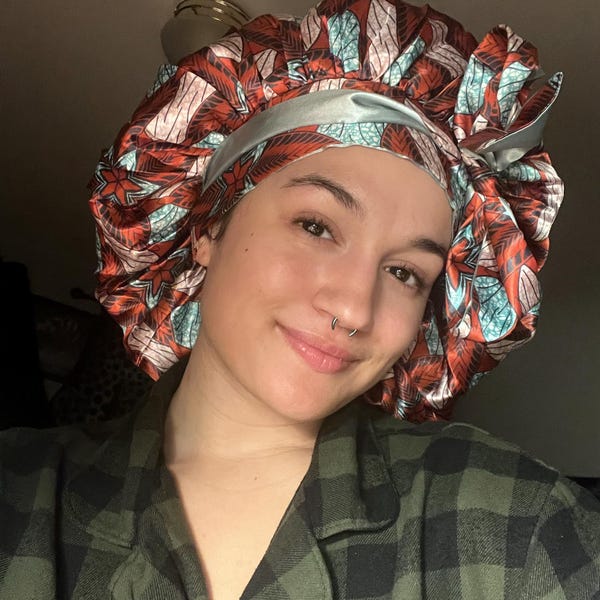 Neutral Reversible Extra Long Double Satin Lined Bonnet With Top Button ...