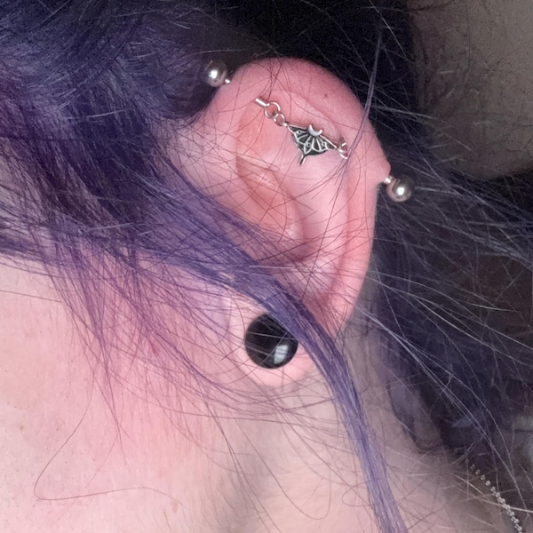 16G Double Chain Drape/dangle CZ Hidden Helix Piercing/rook Earring ...