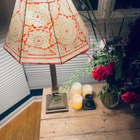 Large Floor Lamp Shade in Multi Colour Floral Pattern Handmade Leather ...