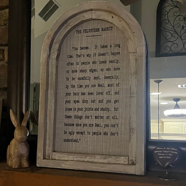 Velveteen Rabbit Wall Art | 14" X 22" | Arch Window Frame | Linen Wall ...