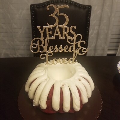 35 Years Blessed & Loved, 35th Birthday, 35th Birthday, 35 Cake Topper ...