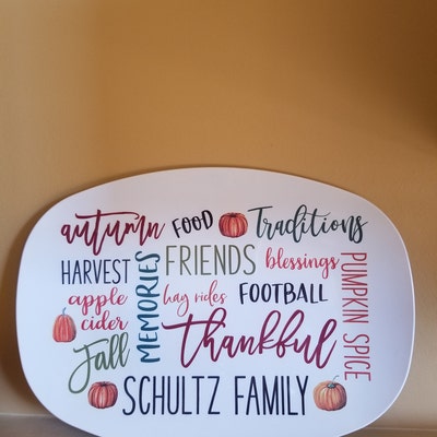 Fall Thanksgiving Personalized Platter, Custom Family Platter, Hostess ...