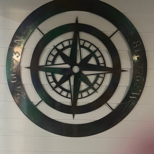 Personalized Compass Metal Sign Custom Coordinates Sign Nautical Decor ...