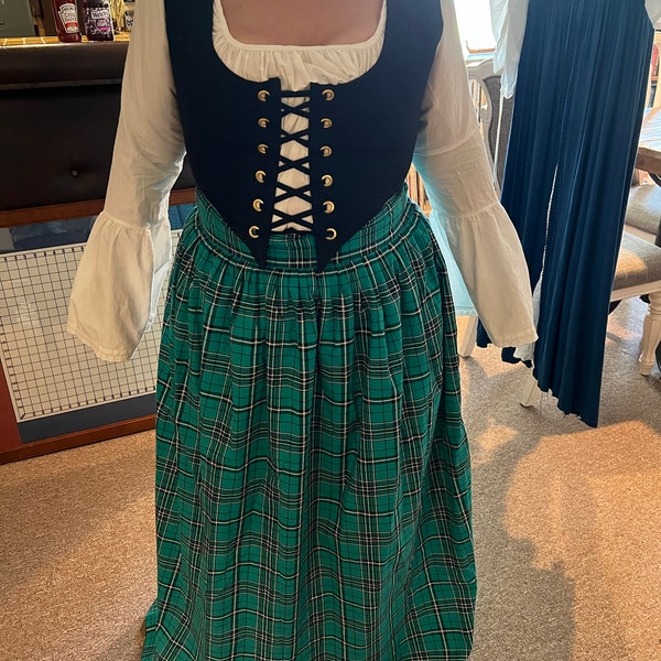 Scottish Highlander Plaid 100% Cotton 3 Piece Renaissance Fair Costume ...