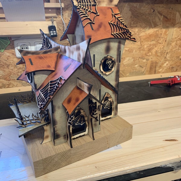 Halloween Laser Cut Files Haunted House Mansion 3D Glowforge SVG DXF ...