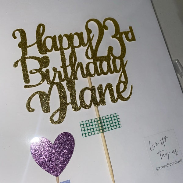 ANY NAME Happy 23rd Birthday Cake Topper, Birthday Cake Topper, Custom ...