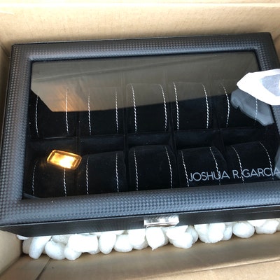 Personalized Black Watch Box Holds 10 Watches, Carbon Fiber Design ...