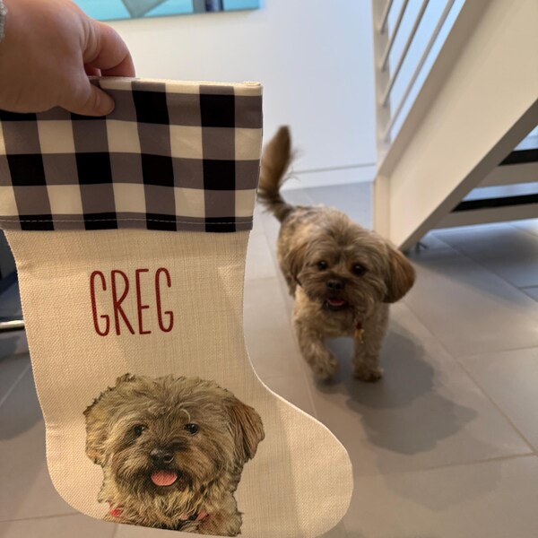 Personalized Dog Stocking, Custom Dog Portrait Gift, Gift for Dog Mom ...