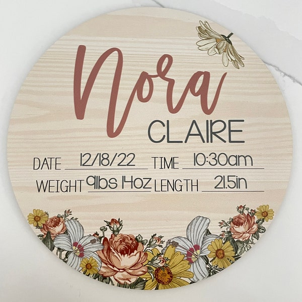 Baby Birth Stat Sign | Personalized Birth Announcement Sign | Printed ...