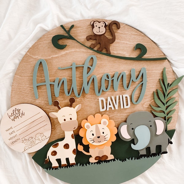 Jungle Safari Sign - Jungle Elephant Baby Nursery Sign - Svg Ai Dxf Pdf ...