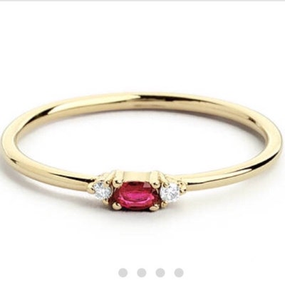 14K Gold Oval Cut Ruby With Surrounding Round Cut Diamonds / Ruby Graduation Gift / July ...