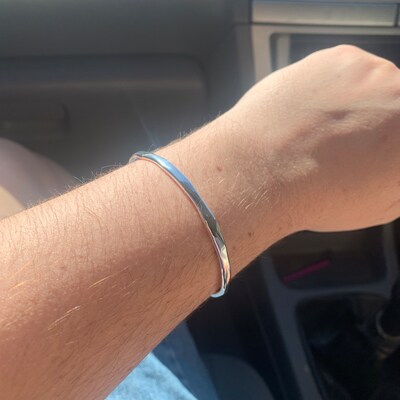 Silver Adjustable Bangle Bracelet, Silver Bangle, Adjustable Simple ...