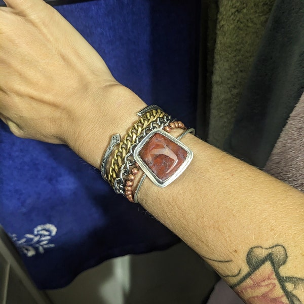 Pink Queen Conch Heart and Kingman Turquoise Ring - Sterling Silver ...