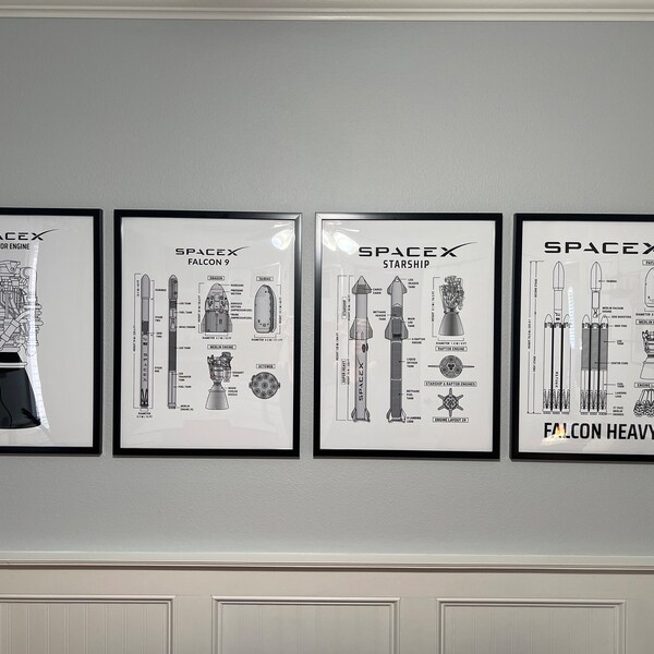Spacex Falcon Heavy Poster Falcon Heavy Rocket Art Work Elon Musk Lover ...