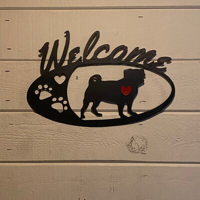 Pug Welcome Sign - Etsy