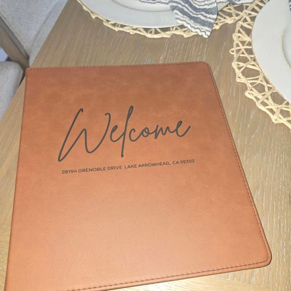 Airbnb Welcome Binder, 3-ring Leather Binder, Custom Engraved Binder ...