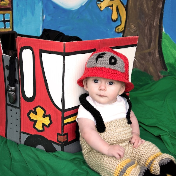 CROCHET PATTERN Baby Fireman Outfit, 0-12 Months Pattern Sizes, Baby ...