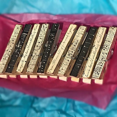Black & Cream Music Note Themed Decoupage Clothespins Set of 10 - Etsy