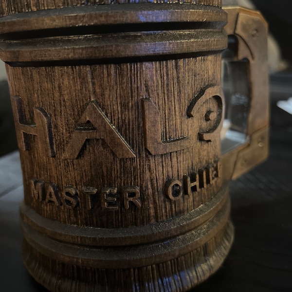 Halo Wooden Beer Mug, Master Shief Beer Stein, Groomsman Gift ...