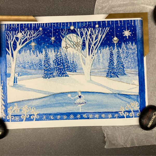 The Wishing Well, Little Birds Have Wishes Too. Print in Pretty Blues ...