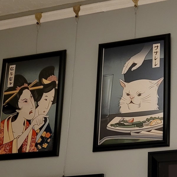 Woman Yelling at Cat - Ukiyo-e Style - Set of 2 Giclee Prints ...