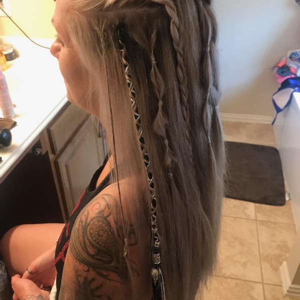 Viking Pagan Style Raven Skull and Rune Hair Wrap Extension in Black ...