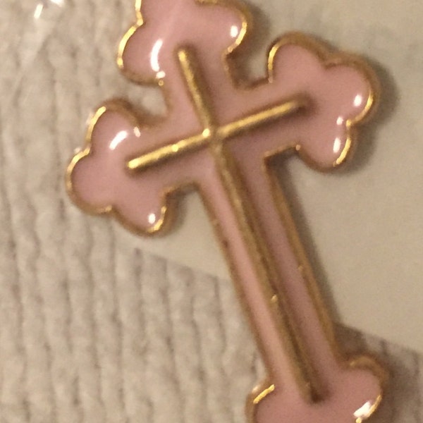 Gold and Pink Enamel Cross Pendant (medium Size) - Etsy
